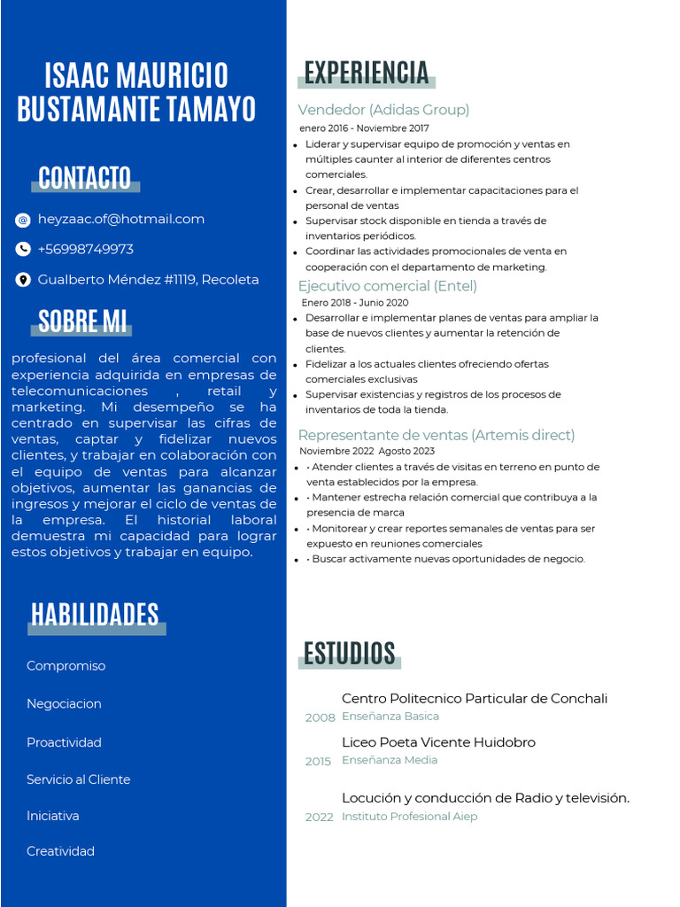 CV Isaac Actual 2023 | Descargar gratis PDF | Marketing | Negocios ...