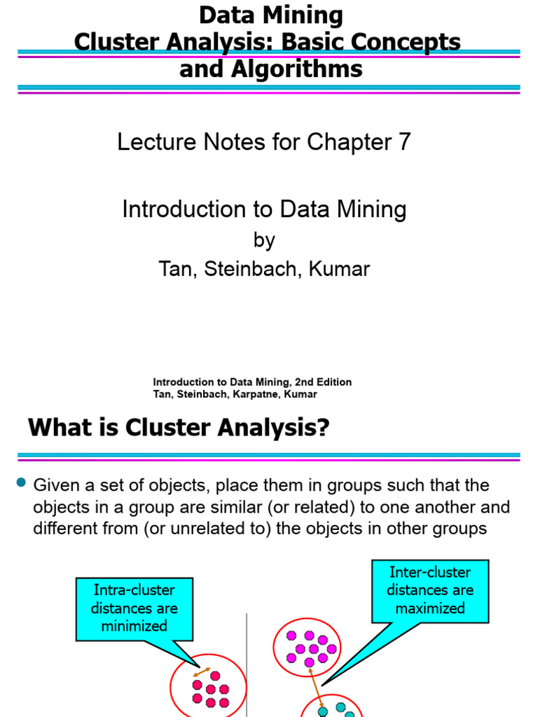 Data Mining Cluster Analysis Basic Concepts And Algorithms Pdf Cluster Analysis