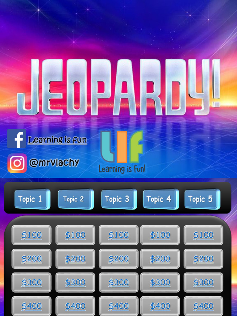 Jeopardy Review Game Boardgames Flashcards Fun Activities Games Games G ...
