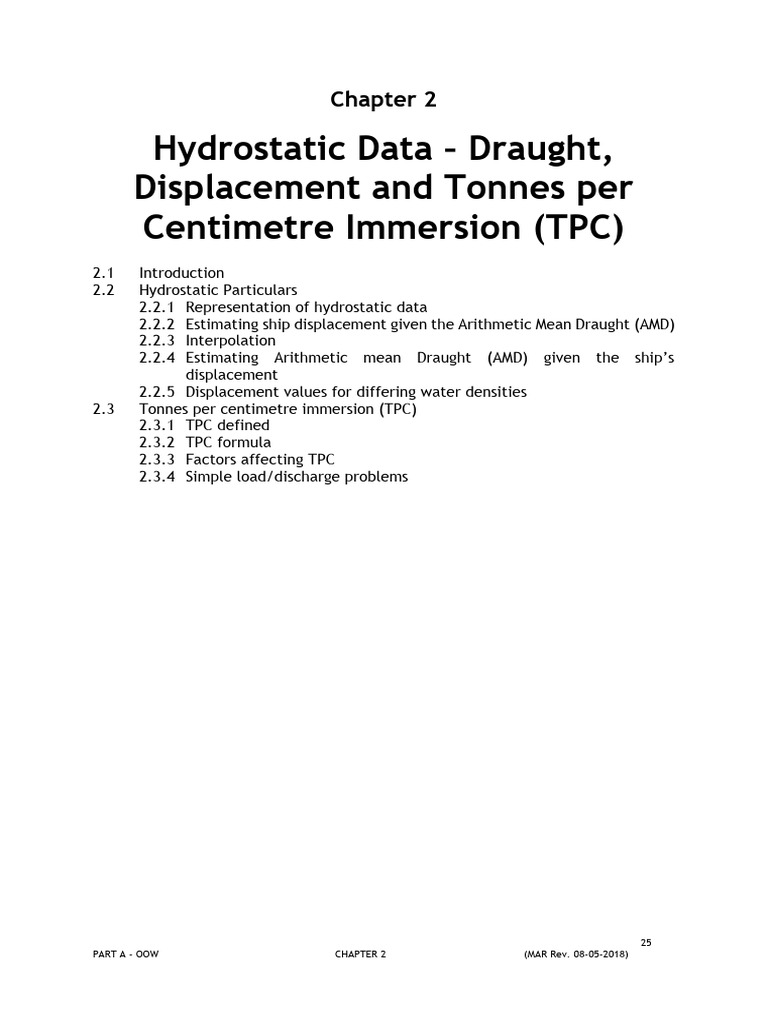 Hydrostatic Data | PDF | Buoyancy | Density