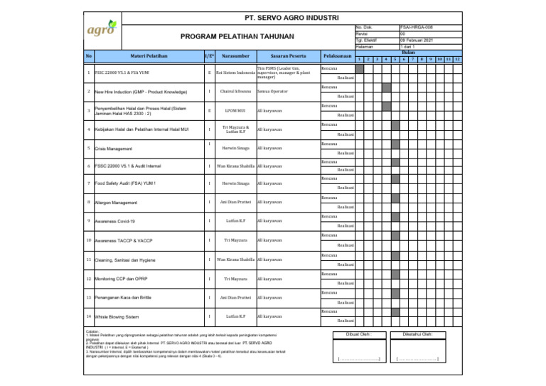 Form - Program Pelatihan Tahunan | PDF