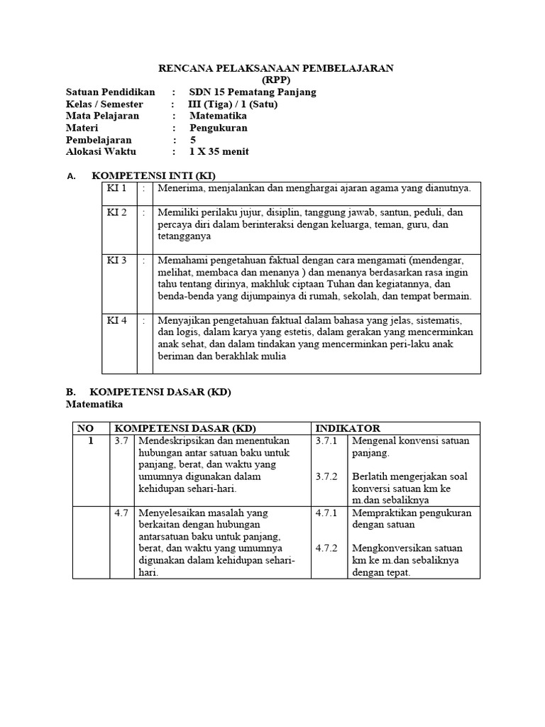 Rencana Pelaksanaan Pembelajaran Diferensiasi Kelas Iii | PDF | Kajian Bahasa Asing | Sains ...