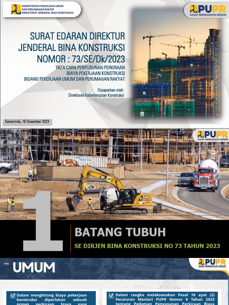 SE Dirjen Binkon 73 2023 (Batang Tubuh Dan Lampiran I) - Samarinda | PDF