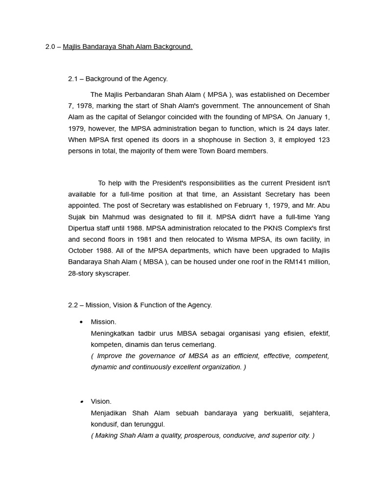 Majlis Bandaraya Shah Alam Overview | PDF | Natural Environment