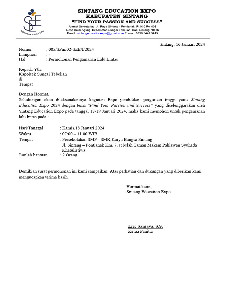 Surat Permohonan Lalin | PDF