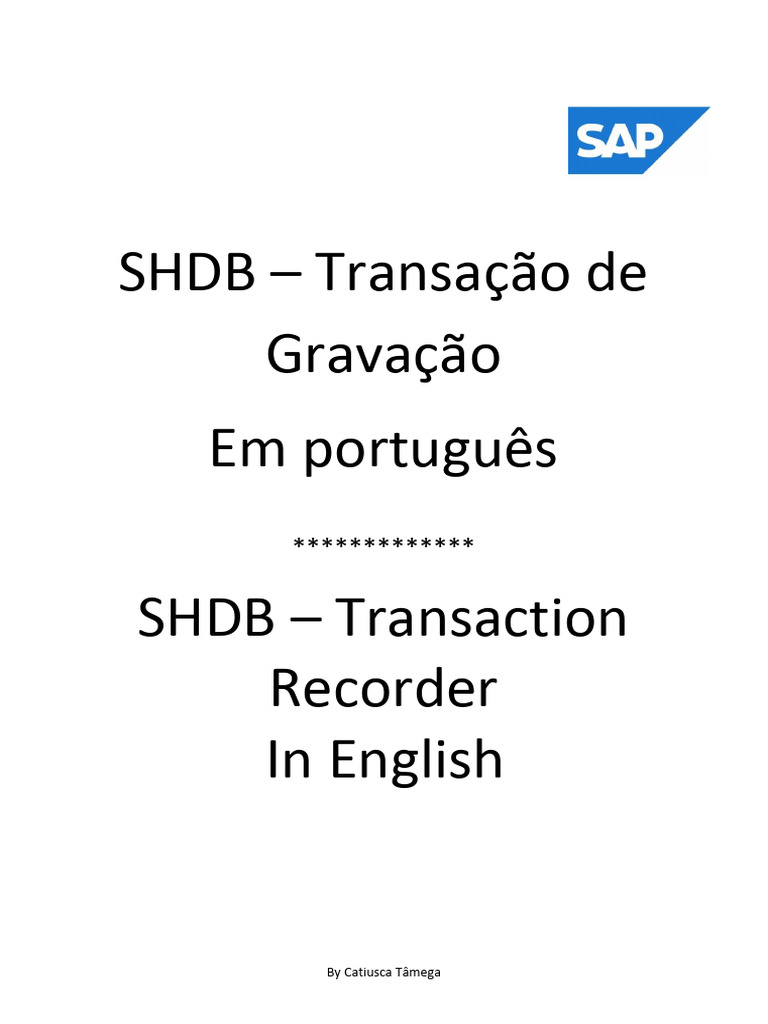 SHDB Transação de Gravação | PDF | Informática | Programas