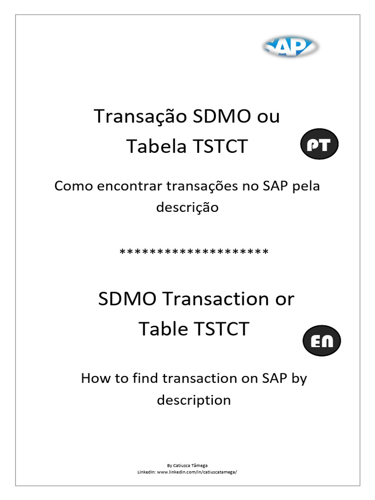 Transação Sdmo Ou Tabela Tstct Pdf