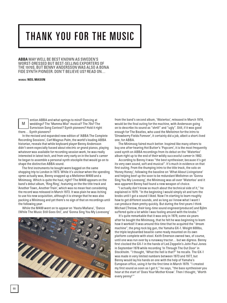 Thank You For The Music Abba | PDF | Synthesizer | String Instruments