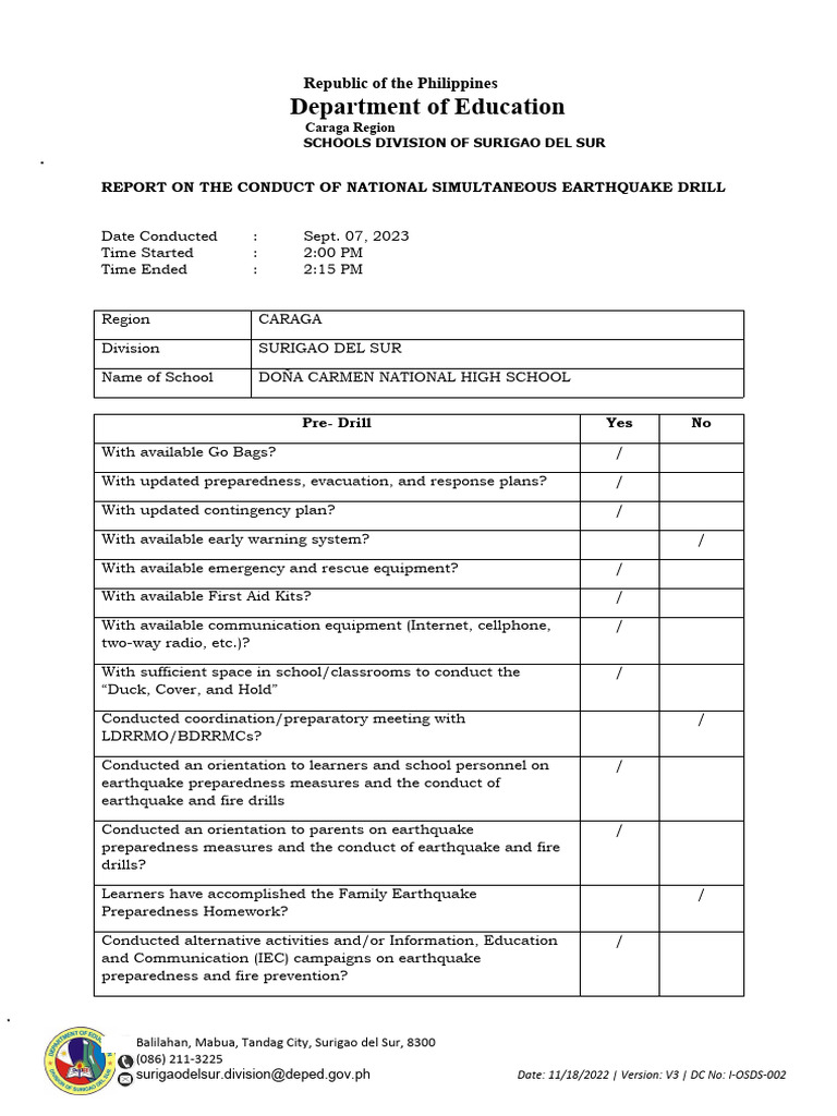 Nsed Third Quarter 2023 Doña Ccarmen Nhs | PDF | Emergency Management