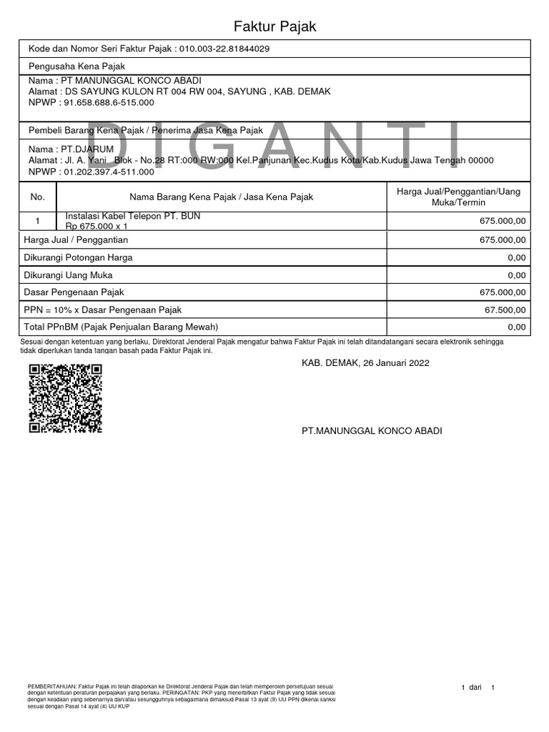Faktur PT MKA 2022 | PDF