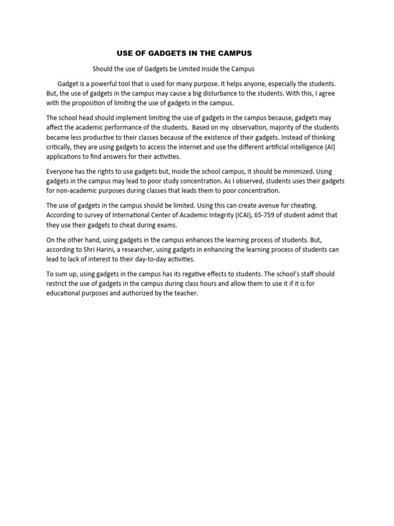 Limiting Gadget Use in Schools | PDF