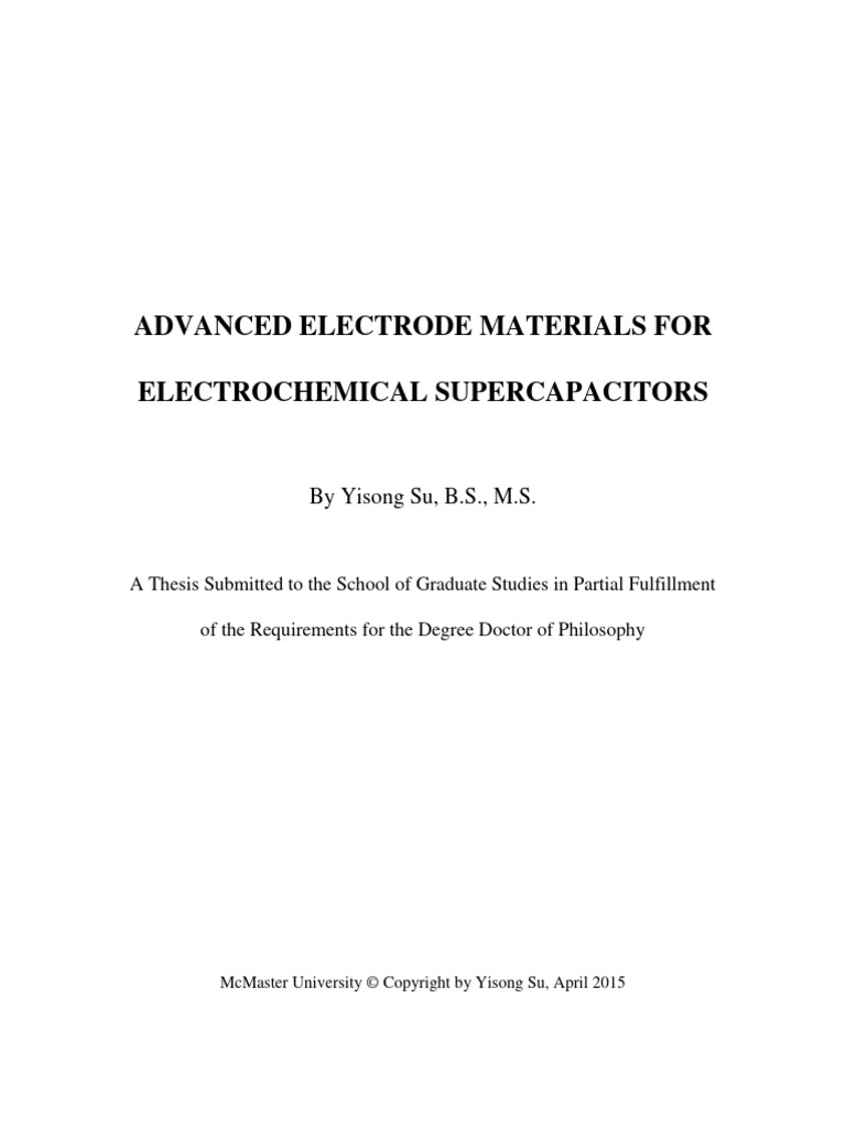THESIS Yisong Su - Advanced Electrode Materials For Electrochemical ... THESIS Yisong Su - Advanced Electrode Materials For Electrochemical ...