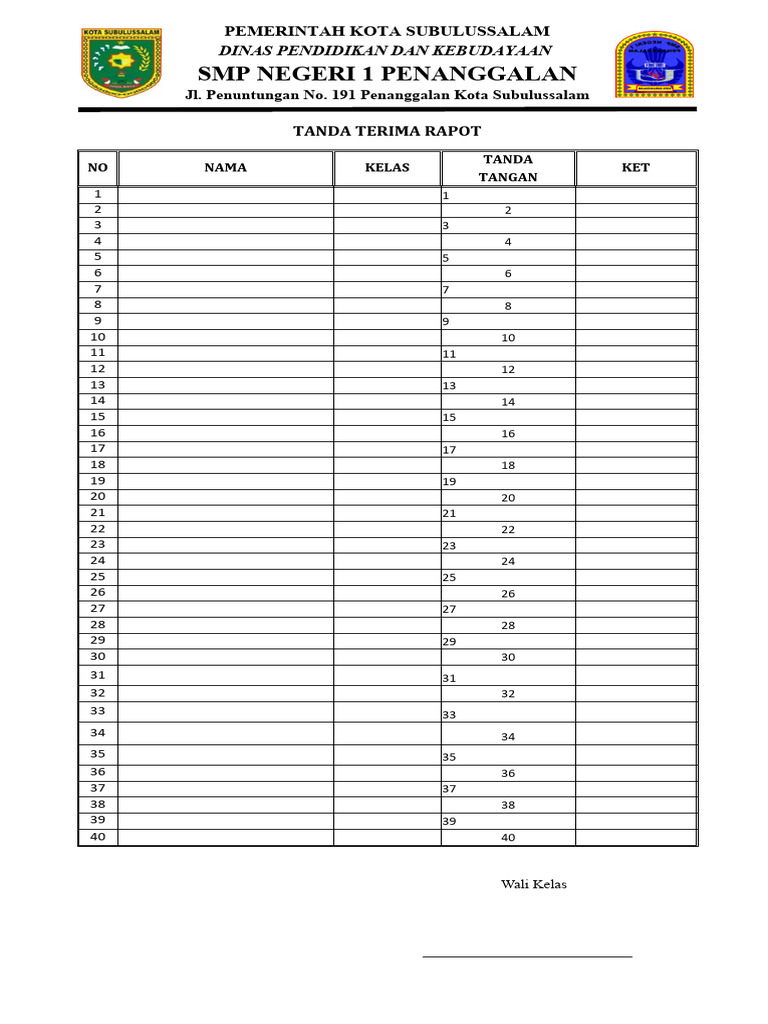 Serah Terima Rapot | PDF