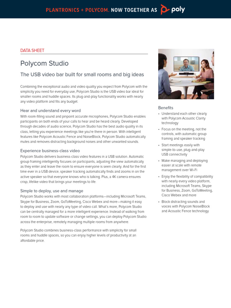 Polycom Studio Datasheet Enus | PDF | Usb | Microphone