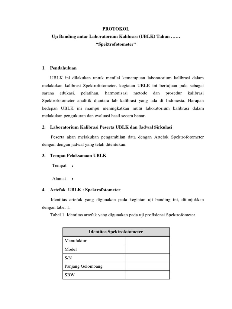CONTOH Protokol UBLK Spektrofotometer | PDF