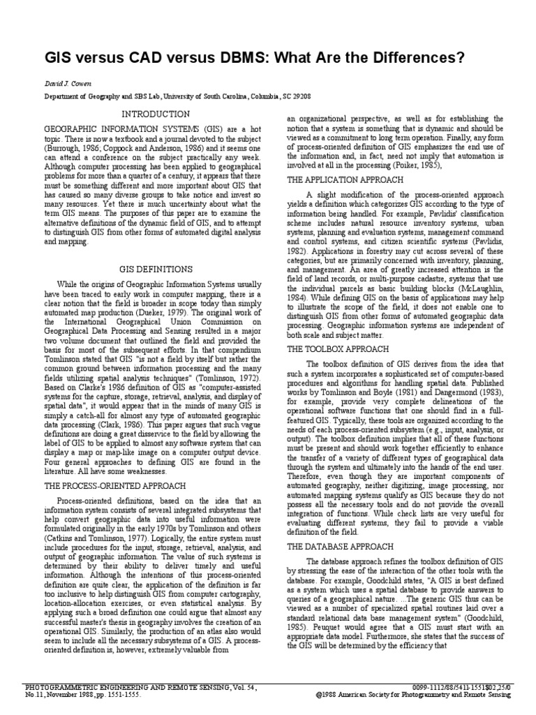 GIS Versus CAD Versus DBMS - What Are The Differences | PDF | Geographic Information System ...