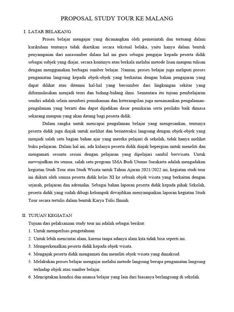 Aaa Proposal Study Tour Kelas Xi | PDF