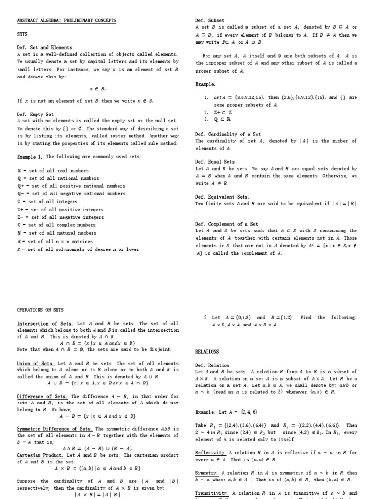AA.L1 Preliminary Concepts Sets and Relations | PDF | Set (Mathematics) | Empty Set