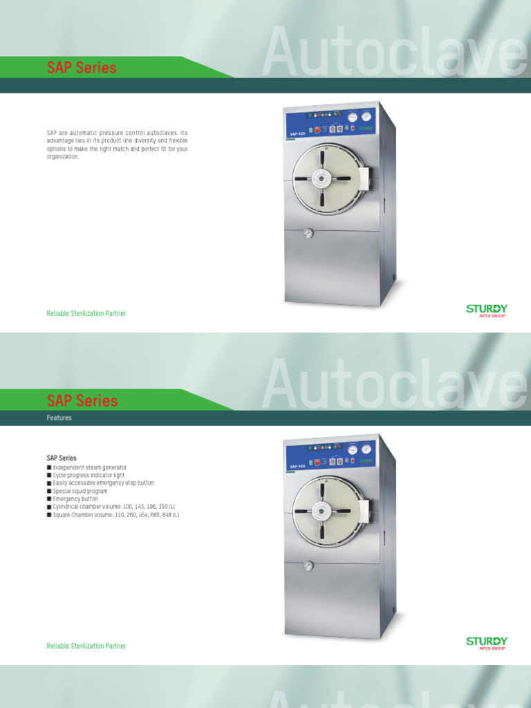 Sturdy_large_autoclave_catalogue-SAP_series-201810 | PDF | Sterilization (Microbiology ...