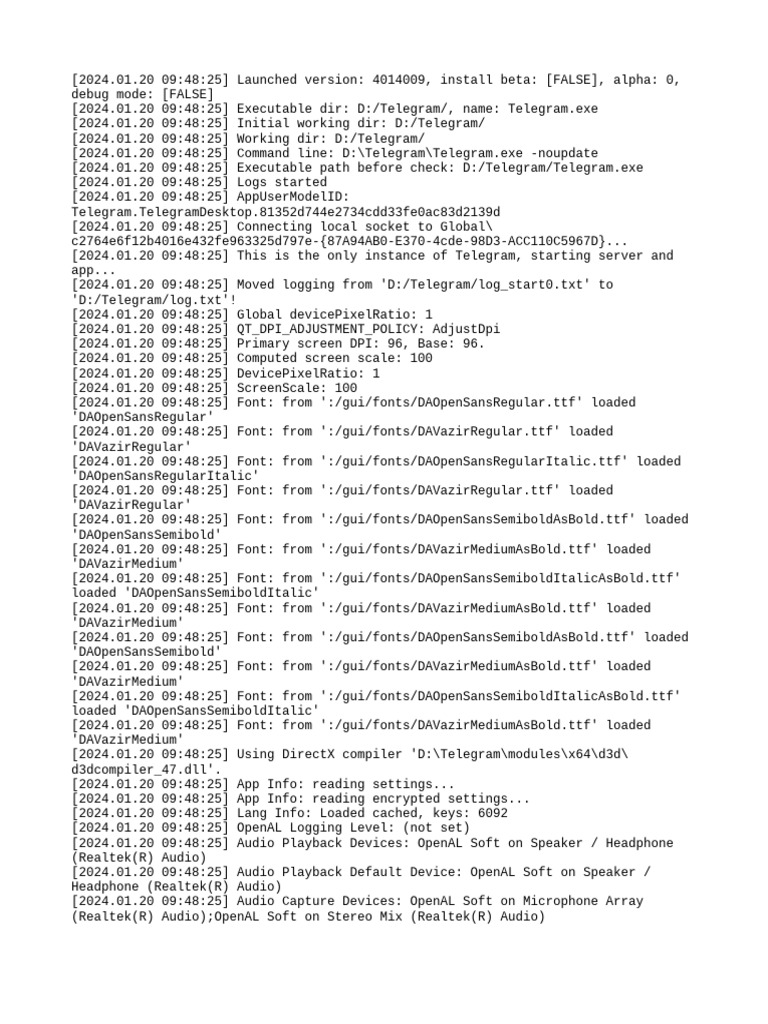 Telegram Desktop Log Details | PDF | Computers | Technology & Engineering