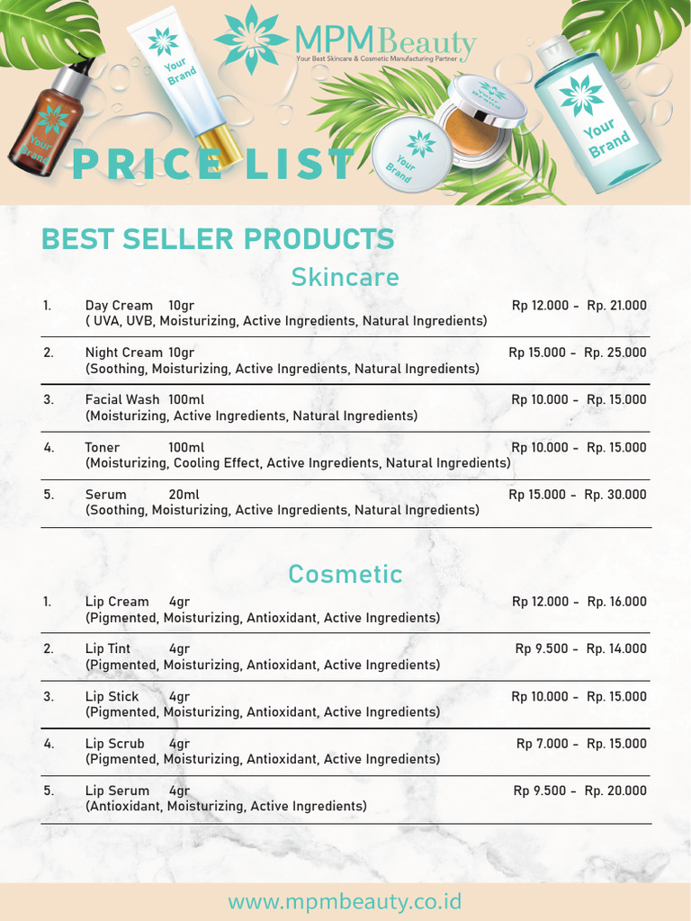 Mpm Beauty Pricelist 21 | PDF