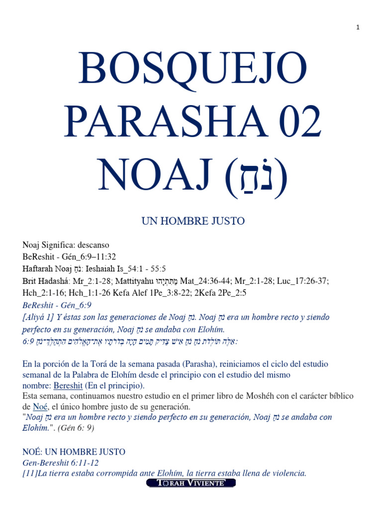 Bosquejo Parasha 02 Noaj | PDF