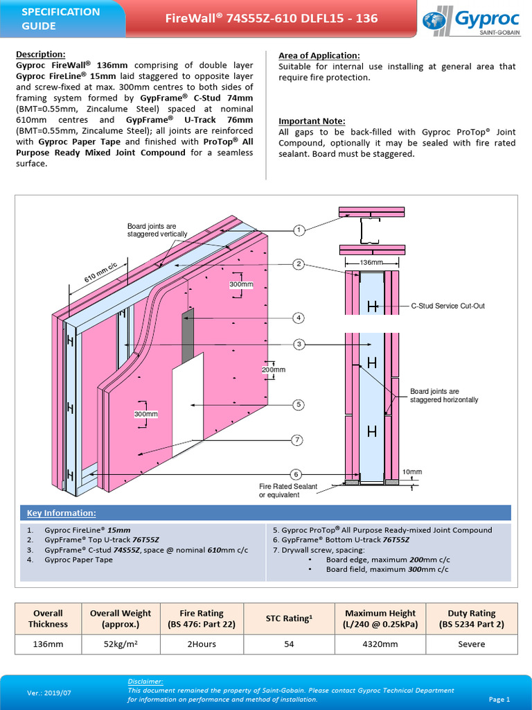 Specguide Gypwall 74s55z dlfl15 | PDF | Drywall | Building Engineering
