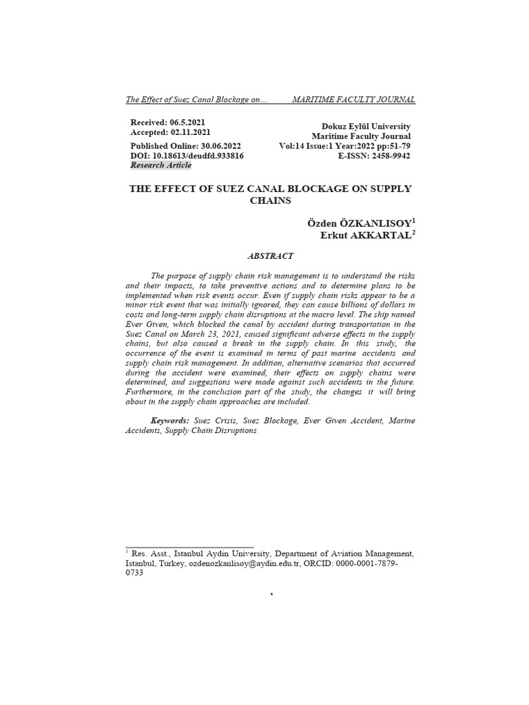 Suez Canal Blockage Impact on Supply Chains | PDF | Supply Chain | Suez ...