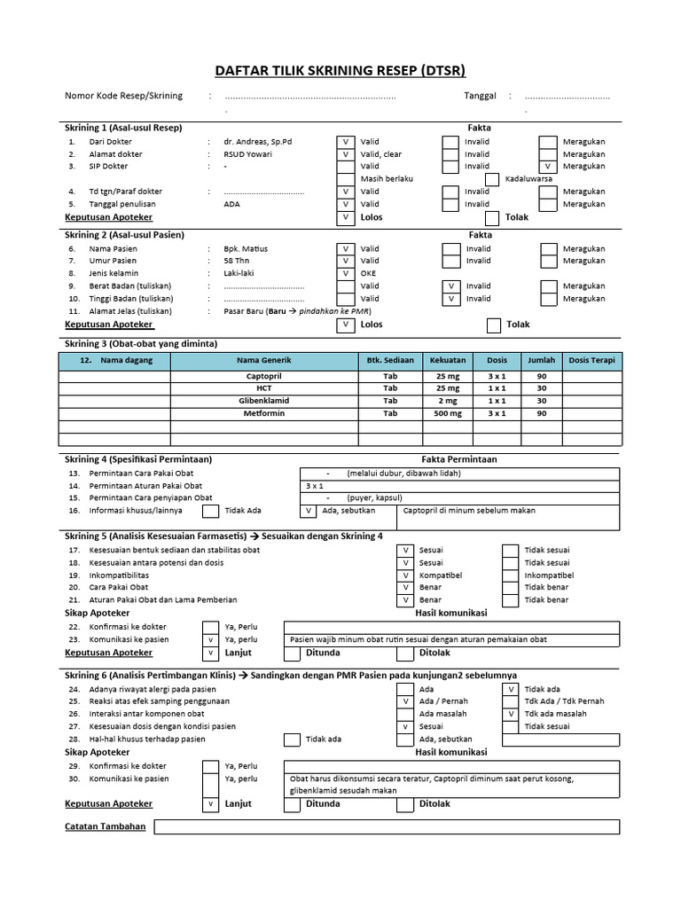 Daftar Tilik Resep | PDF
