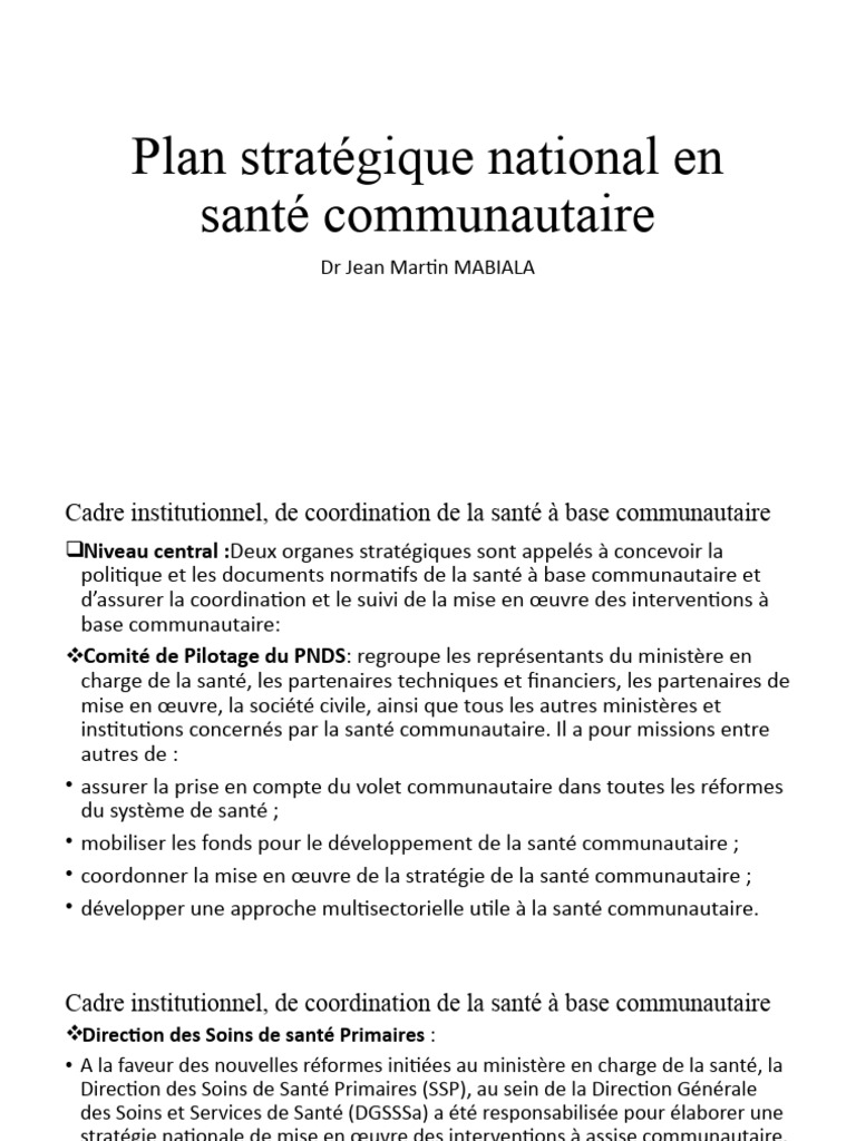 Plan Stratégique National en Santé Communautaire | PDF | Vaccination ...