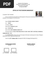 Barangay Certification for National ID | PDF