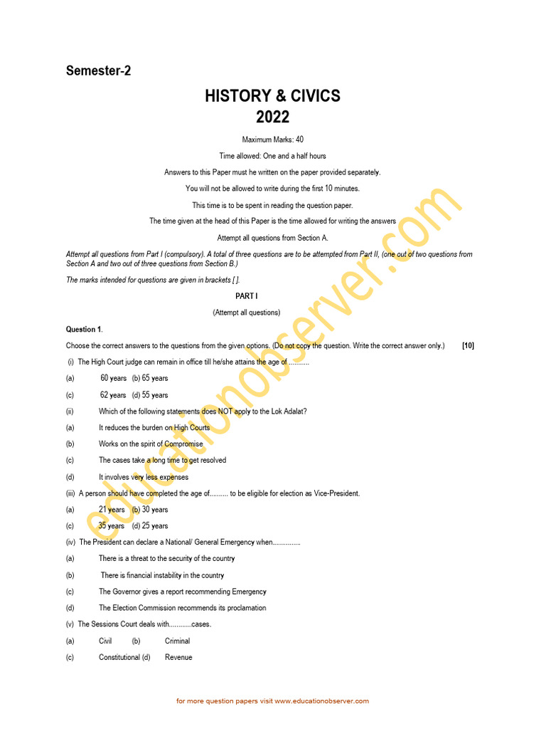 History & Civics Exam Paper | PDF | United Nations | International ...