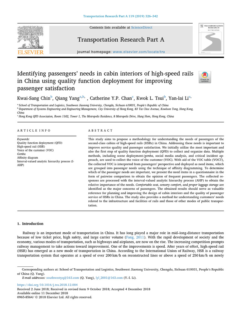 Improving High-Speed Rail Passenger Comfort | PDF | Customer ...