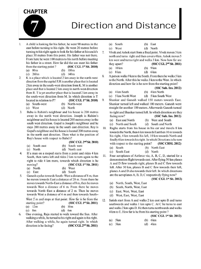 SSC Direction-Distance | PDF