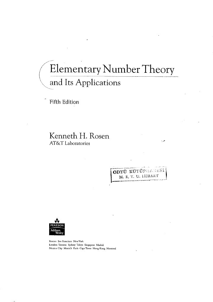 Elementary Number Theory and Its Applications | PDF