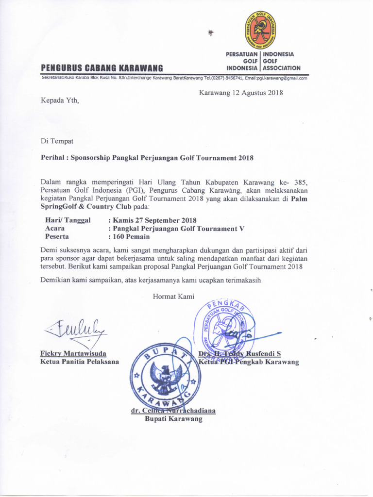 Proposal Golf Turnament 2018 | PDF