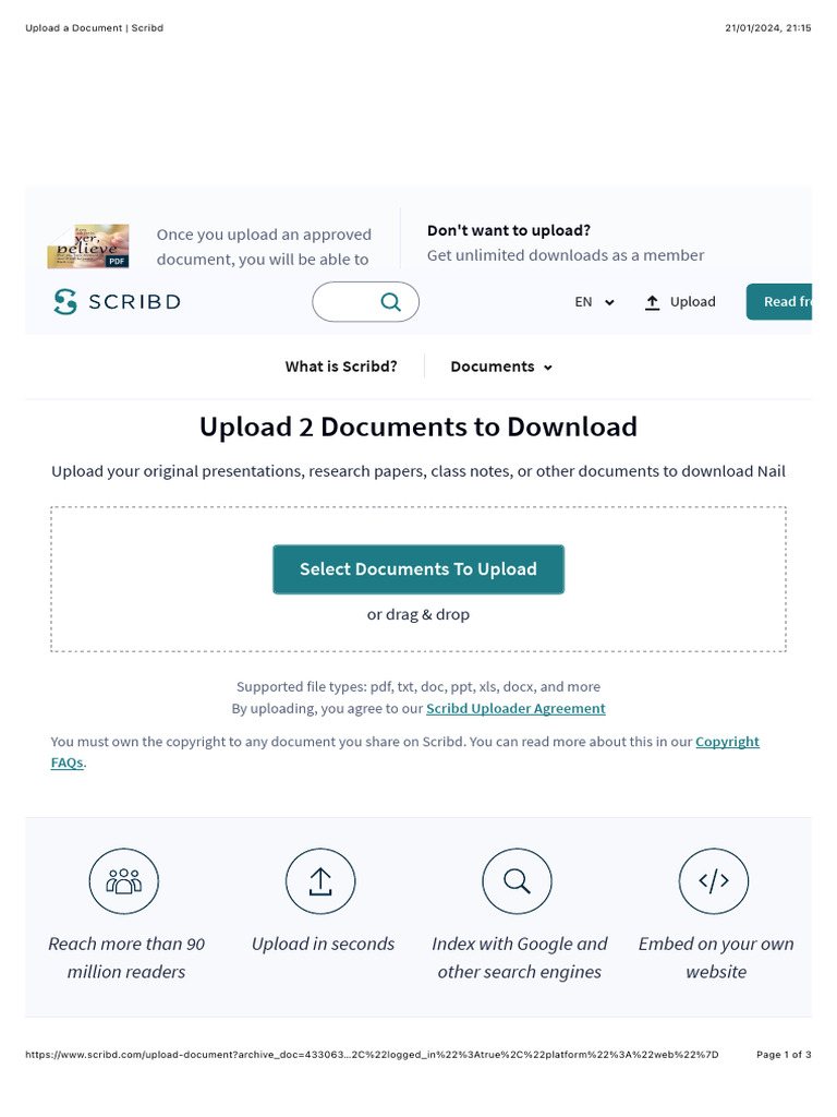 Upload 2 Documents To Download | PDF | Scribd | Cyberspace