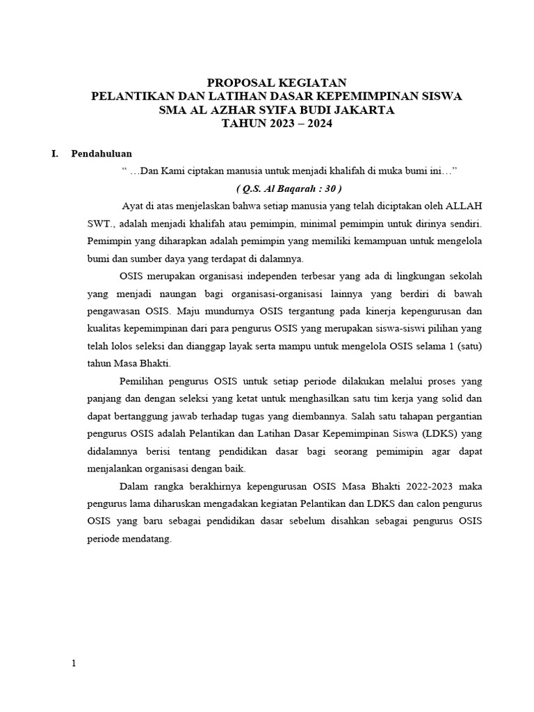 Proposal LDKS OSIS 2023-2024 | PDF