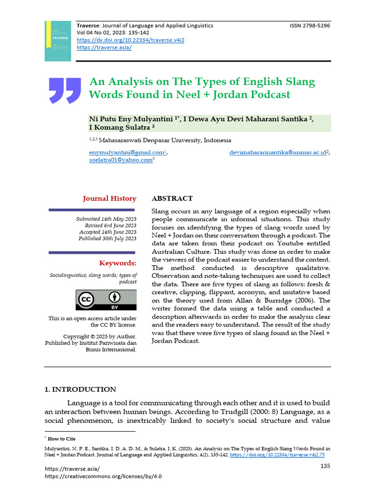 An Analysis of Slang | PDF | Linguistics | Slang