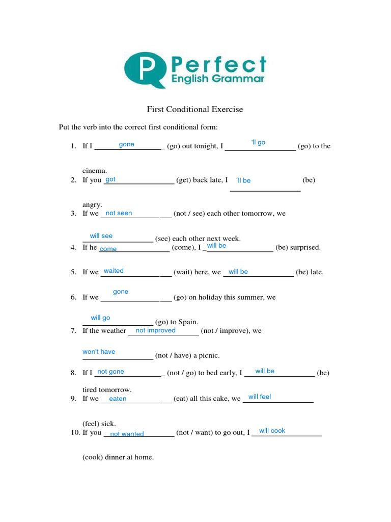 7.1. First Conditional - Worksheet #1 | PDF