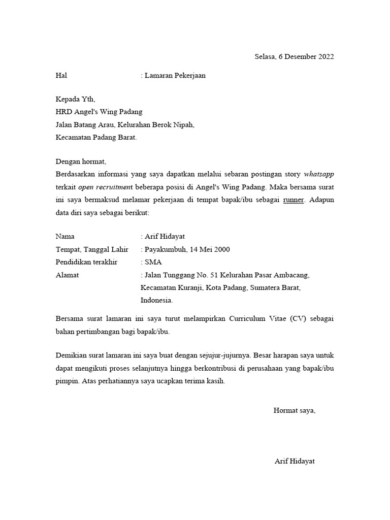 Contoh Lamaran | PDF