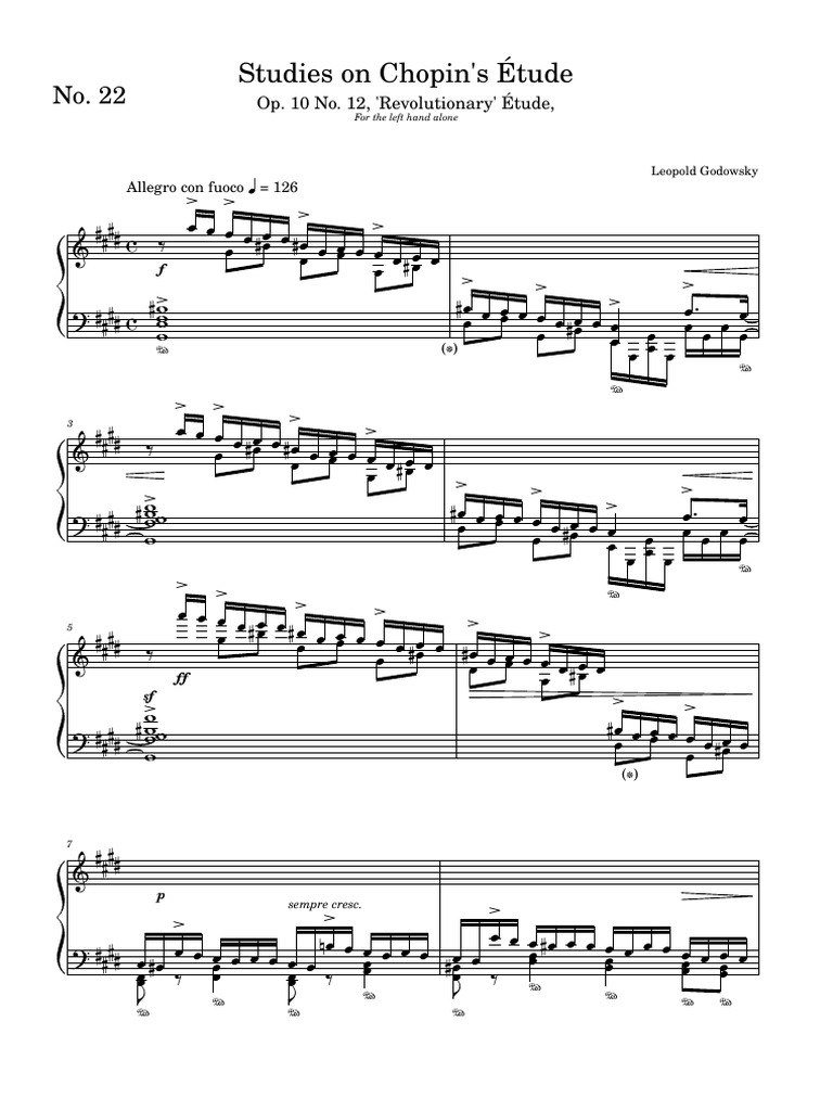 Study No. 22 On Chopins Tude Op. 10 No. 12 Leopold Godowsky | PDF | Musical Compositions ...