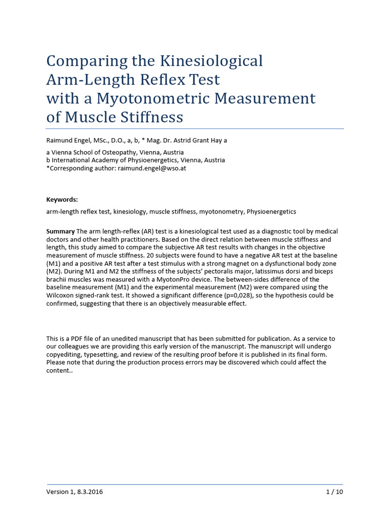 Article AR MyotonPro | PDF | Stimulus (Physiology) | Force
