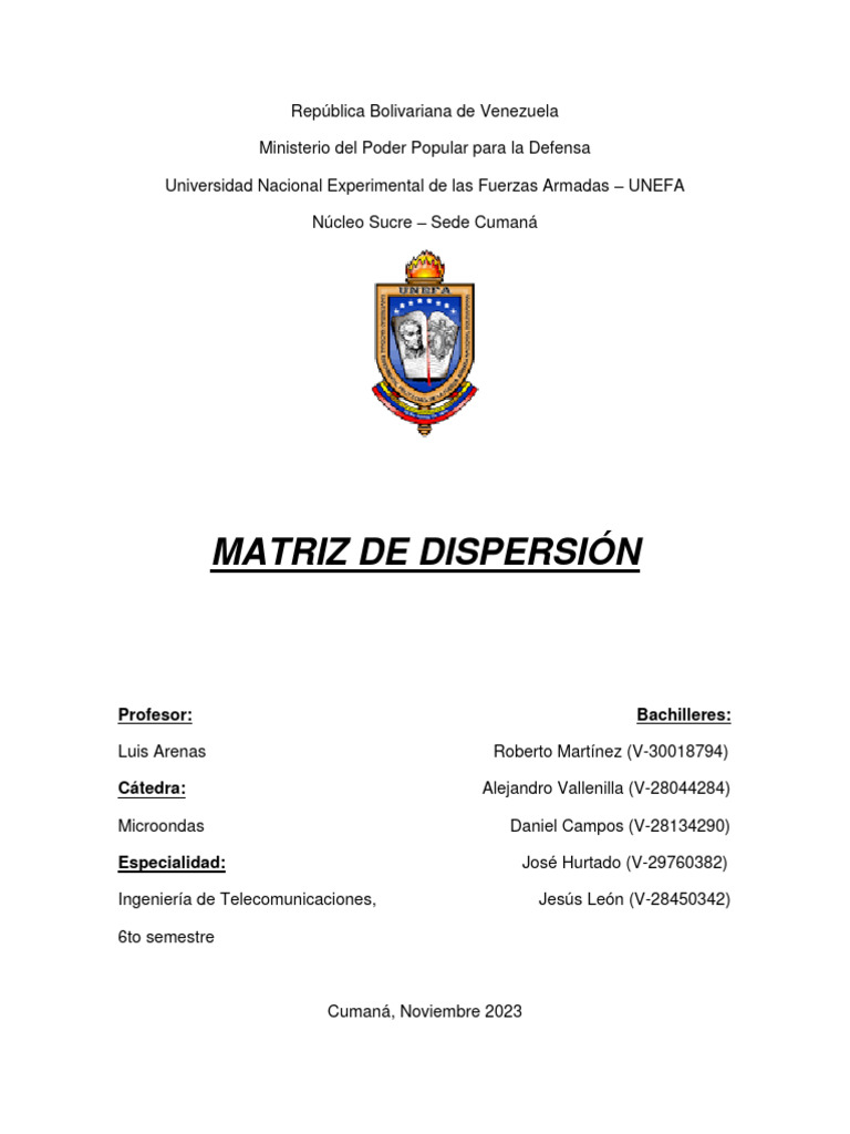 Unidad 3 Matriz de Dispersion | PDF | Ciencia y matemáticas