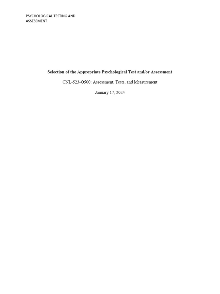 Psychological Test and Assessment Paper | PDF | Psychology ...