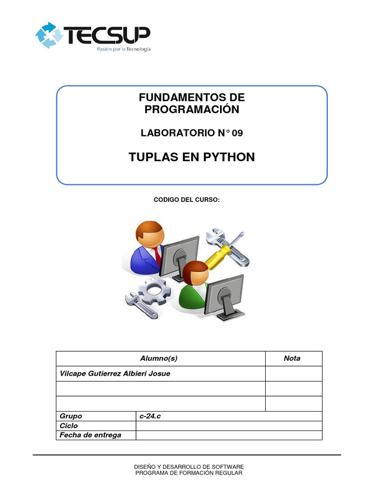 Lab 09 - Tuplas | PDF | Python (lenguaje de programación) | Laboratorios