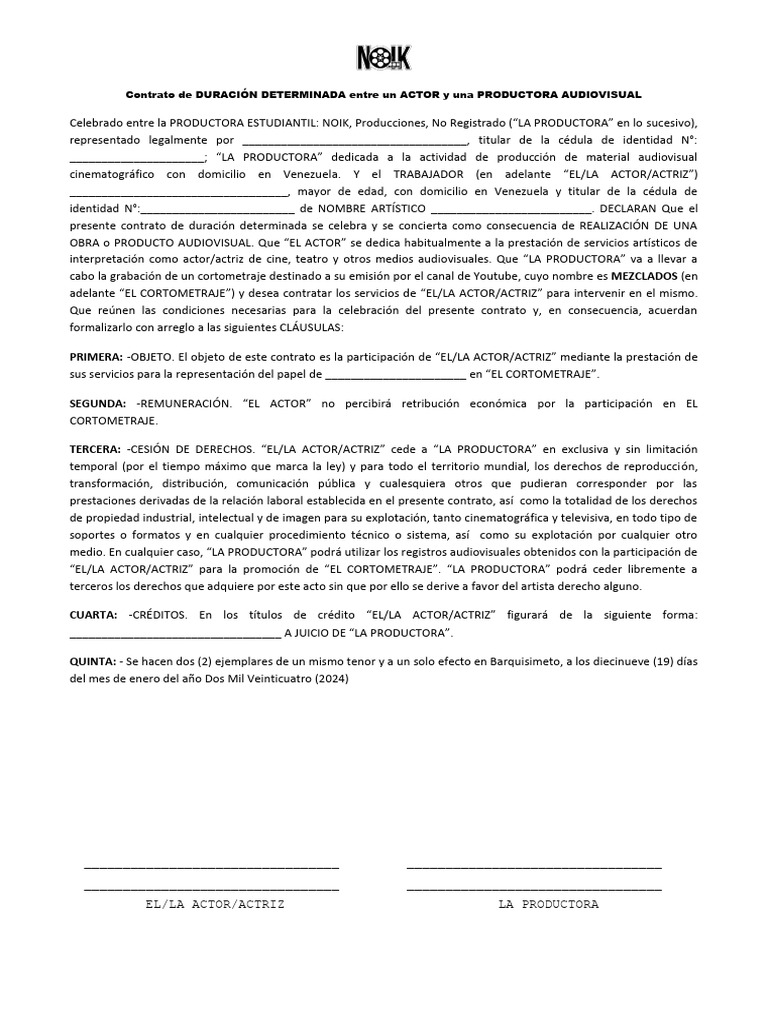 Contrato Acta de NOIK | PDF