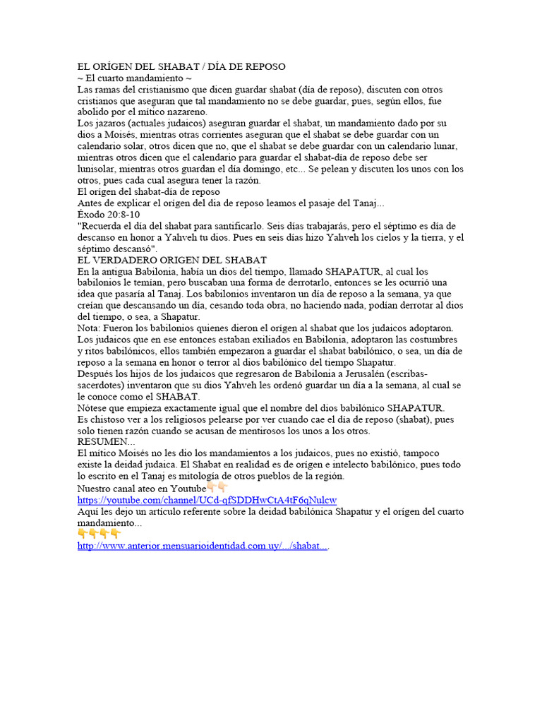 El Orígen Del Shabat | PDF