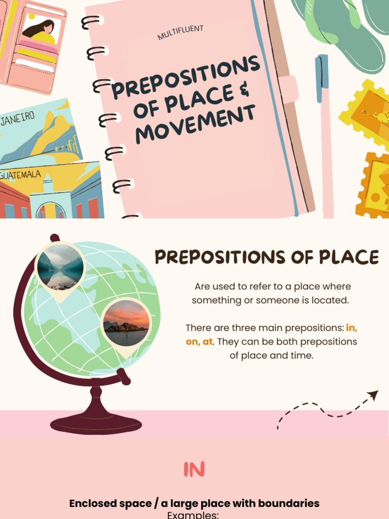 Prepositions: Place & Movement Guide | PDF | Syntax | Linguistics