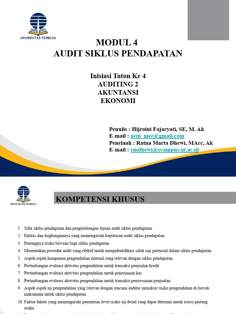 Modul 4 Audit Siklus Pendapatan | PDF | Pengelolaan Keuangan & Uang